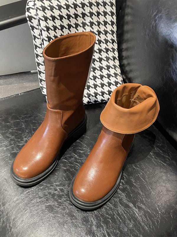 Vintage-Inspired Sheepskin Slit Flap Flat Boots – Madepants