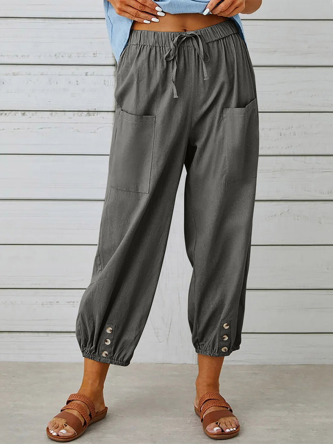 Button Casual Cropped Pants – Madepants